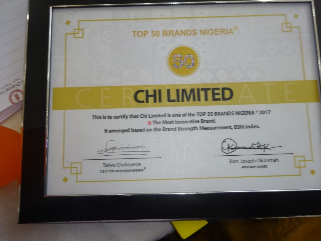 Chi Limited Clinches Most Innovative Brand At Top 50 Brands Awards ...